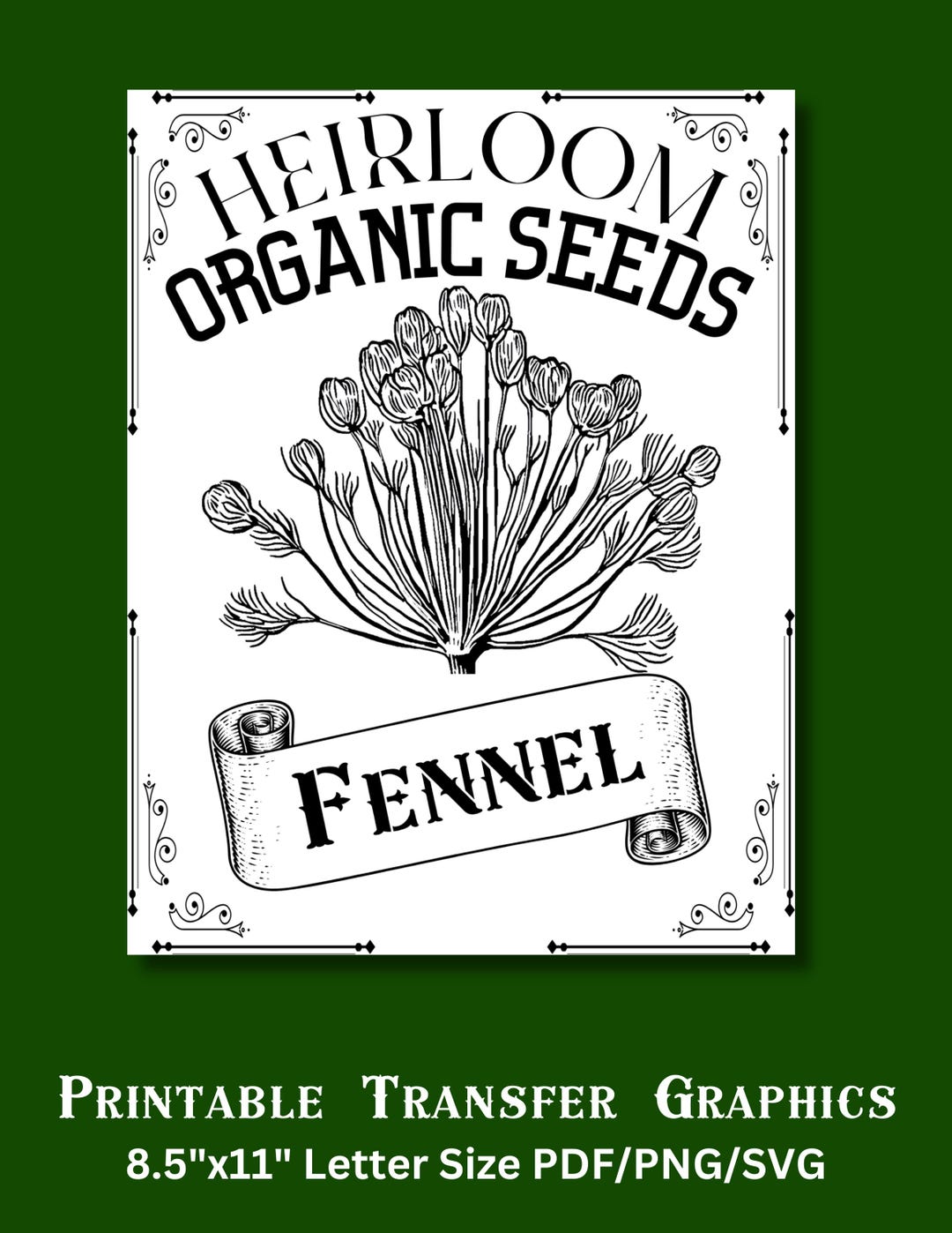 Fennel Seed Packet, Farmhouse Svg, Herb Png, Rustic Sign Art, Instant ...