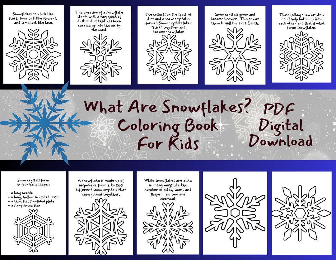 Snowflakes, Kids Coloring Pages, Digital Activity Book, Kindergarten ...