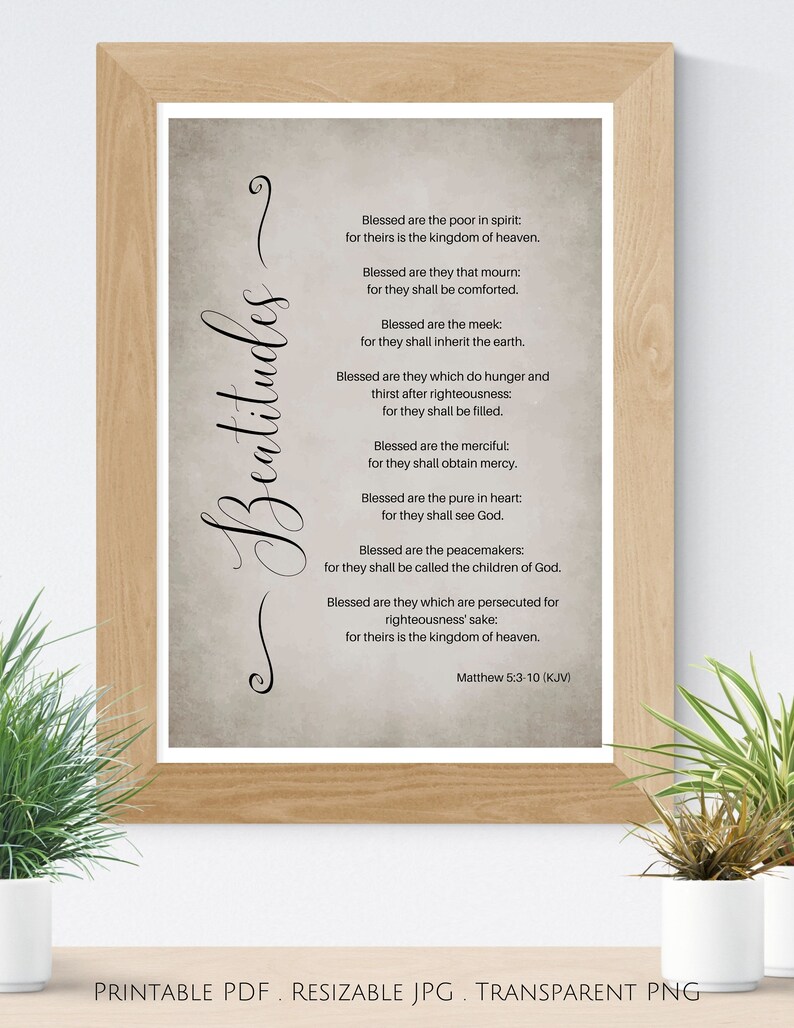Beatitudes, Sermon on the Mount, Bible Verse, Christian Gift, Scripture ...