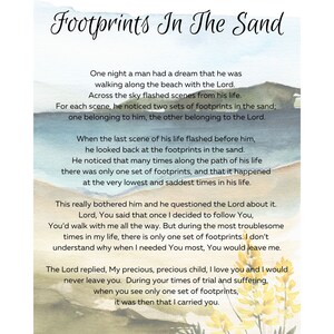 Footprints in the Sand Christian Wall Art Footprints in - Etsy