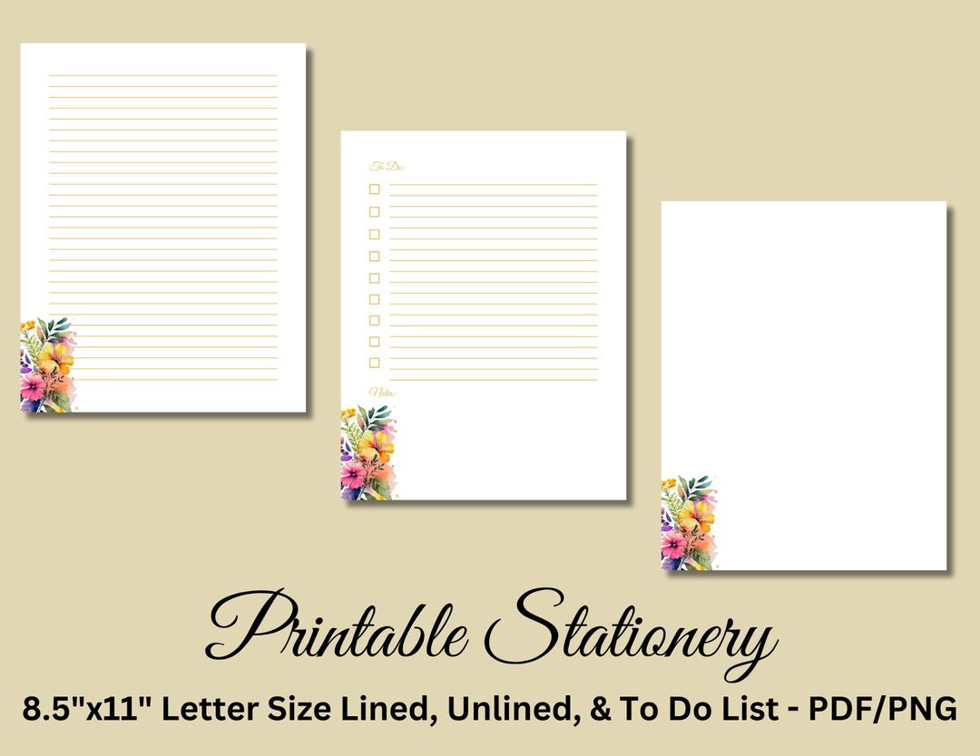 Printable Writing Paper, Printable Stationery, to Do List, Floral ...