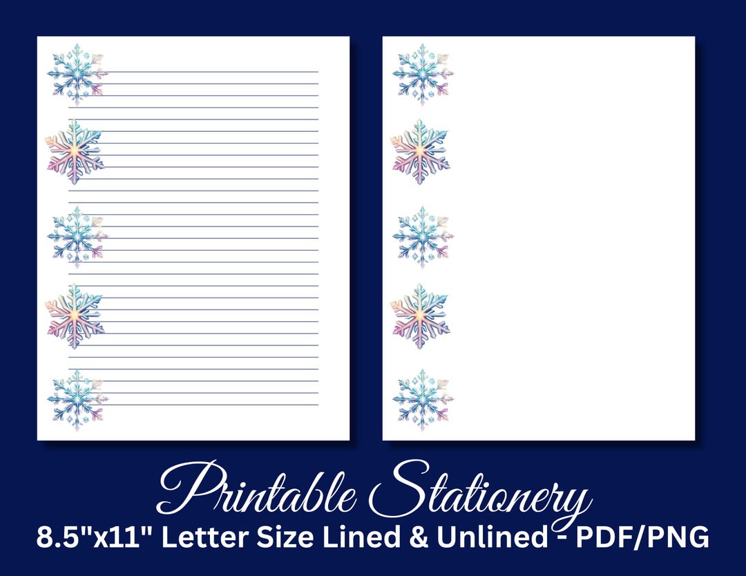 Printable Writing Paper, Snowflakes Printable Stationery, Christmas ...