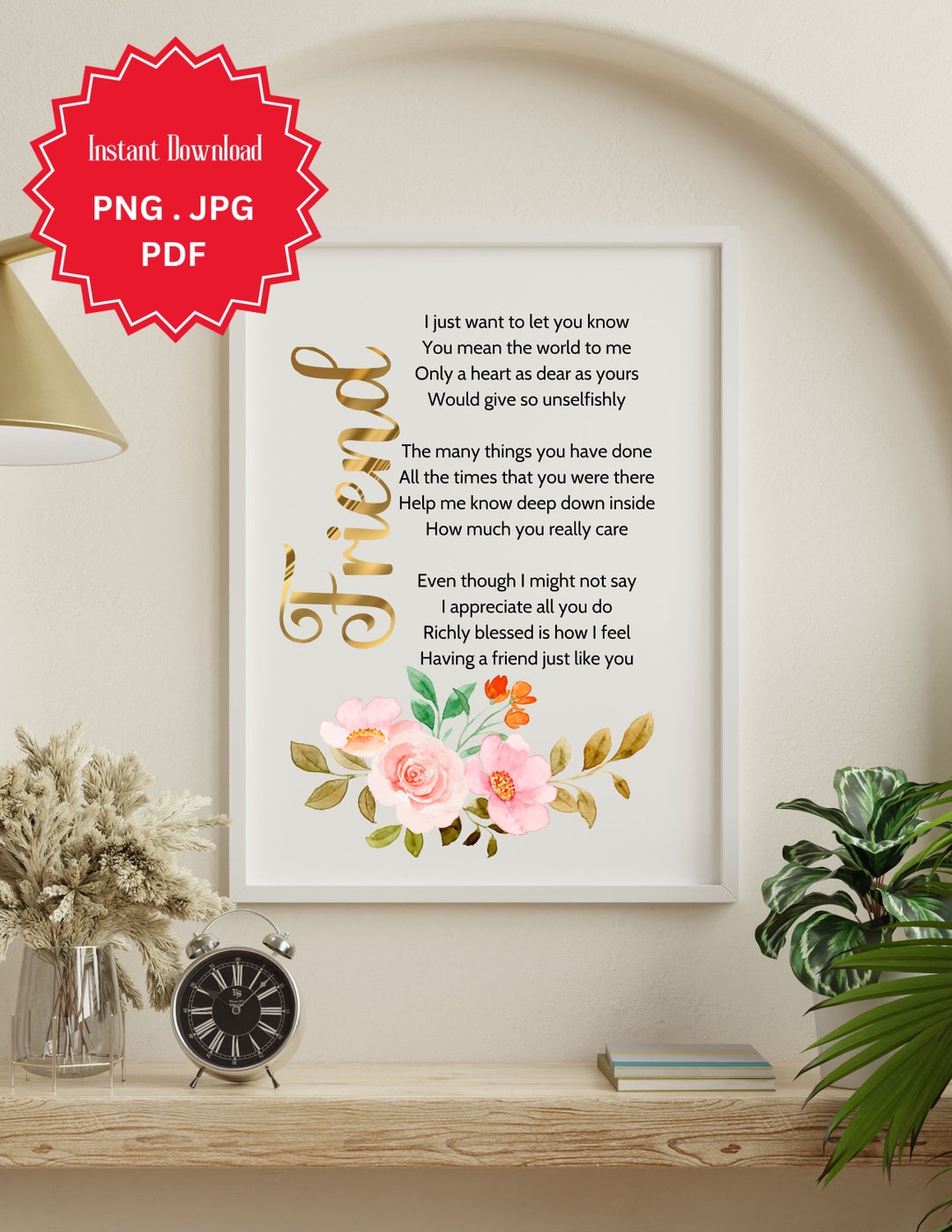 Friendship Poem, Printable, Friend Poem, Minimal Design,friendship Gift ...