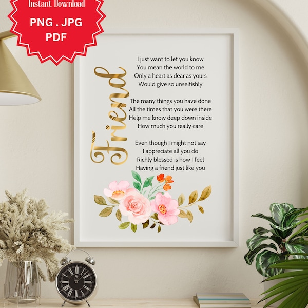 Best Friend Poem - Etsy