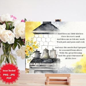 Kitchen Prayer, Kitchen Wall Art, Kitchen Decor, Christian Gift, Gift ...