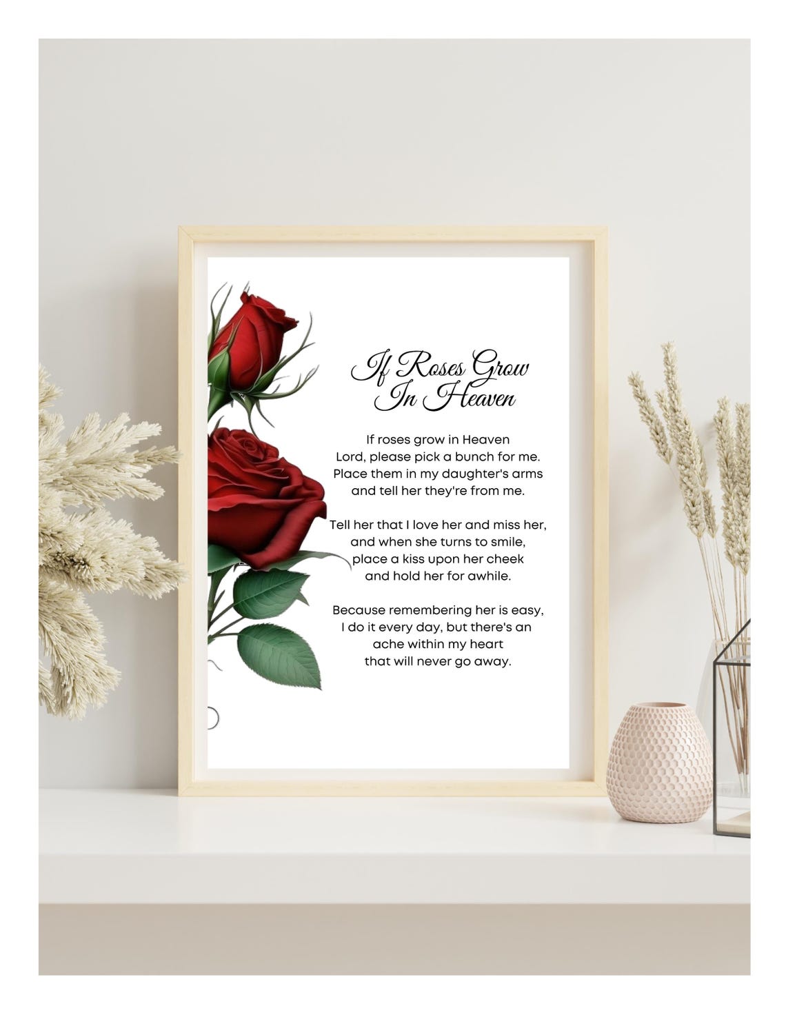 Roses in Heaven Poem, Loss of Daughter Sympathy Printable, in Loving ...