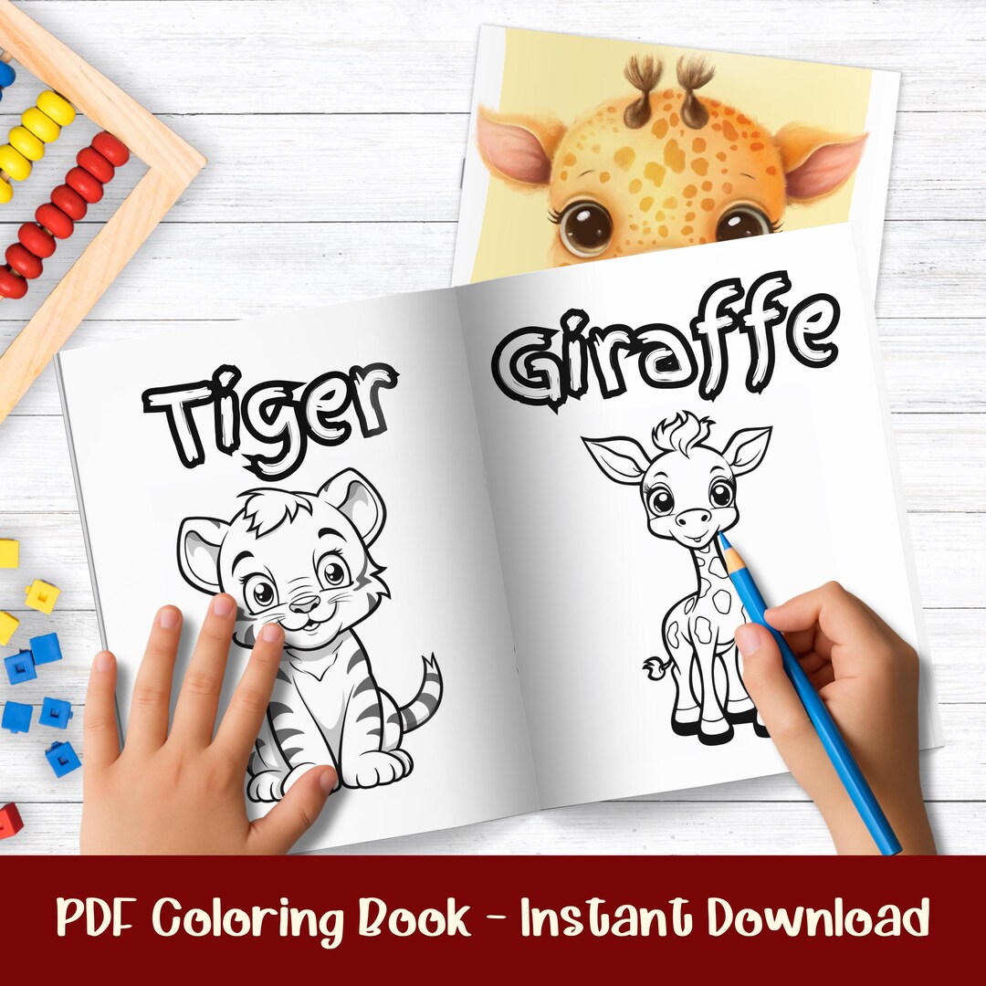 Baby Animals Children's Coloring Book, Activity Pages for Kids (digital ...