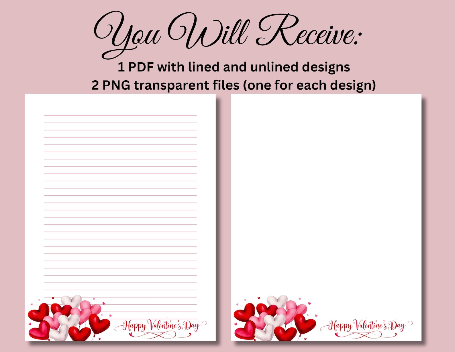 Valentine's Day Stationery: Lined & Unlined Letter Writing Paper ...