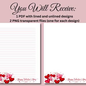 Valentine's Day Stationery: Lined & Unlined Letter Writing Paper ...