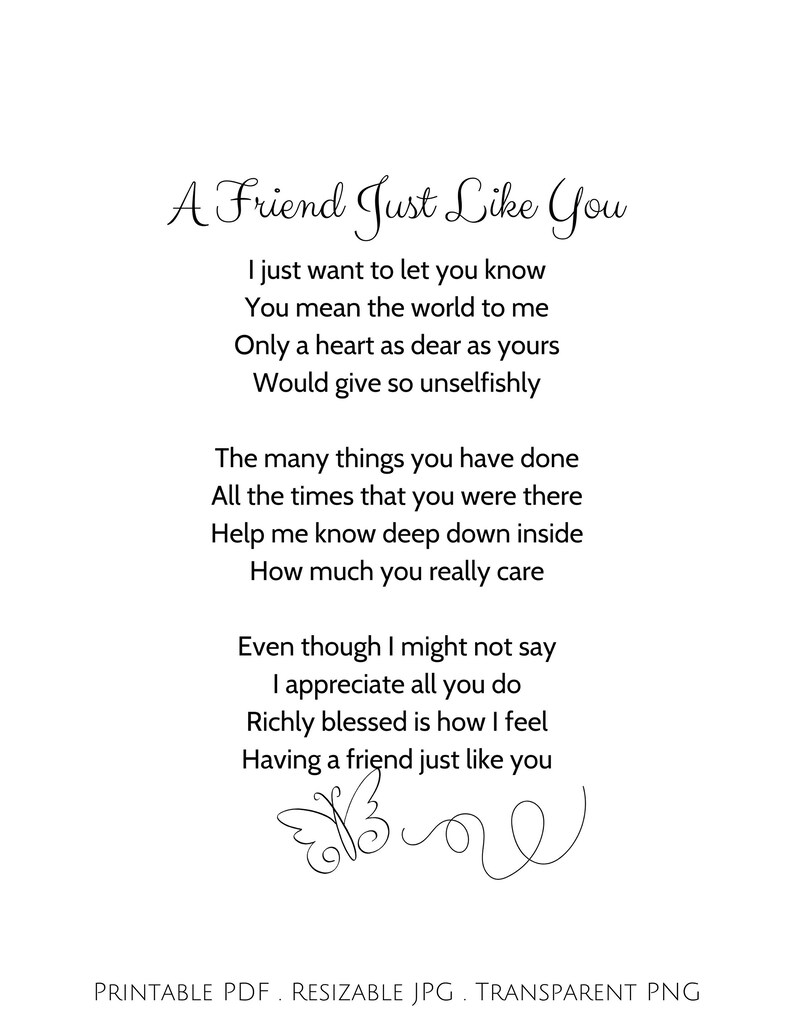 Friendship Poem Printable Friend Poem Friendship Gift - Etsy Canada