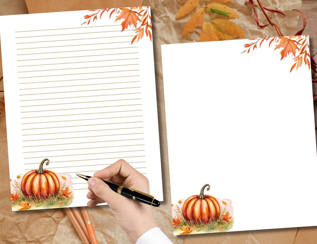 Autumn Pumpkin Stationery: Printable Letter Writing Paper (PDF Download ...