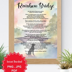 Rainbow Bridge, Dog Remembrance, Pet Sympathy Gift, Rainbow Bridge Poem ...