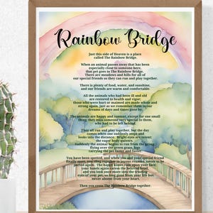 Rainbow Bridge Pet Loss Poem: Watercolor Sympathy Gift, Whimsical ...