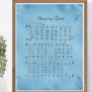 Amazing Grace, Hymnal, Gospel Music Sheet Printable, Christian Gift ...