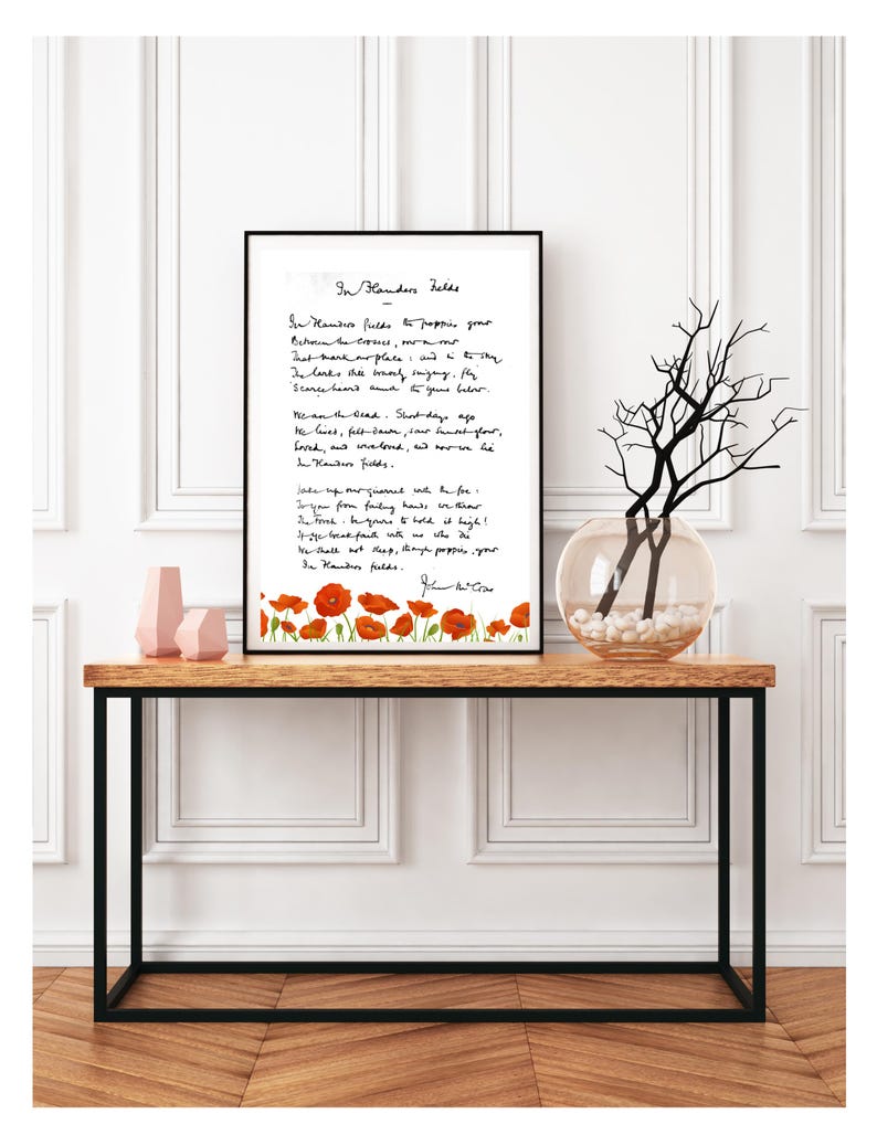 In Flanders Fields Poem Print, Remembrance Day Printable, Handwritten ...
