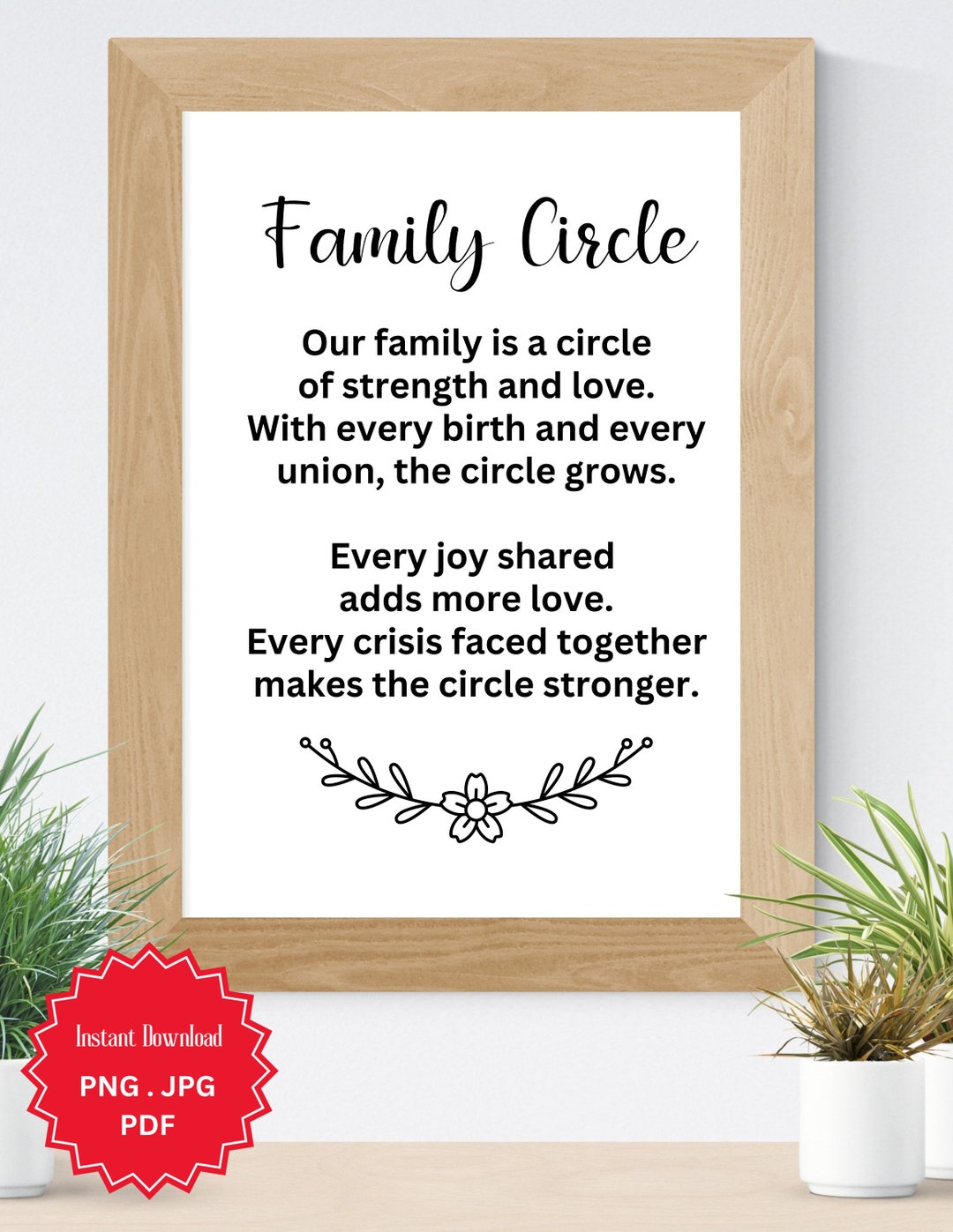 Family Circle, Poem, Wedding Anniversary Gift, Minimalist Design ...