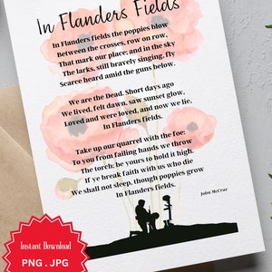 In Flanders Fields Poem Print: Remembrance Day, Soldier Poppies ...