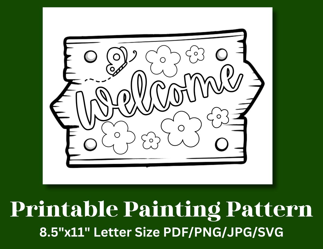 Welcome Sign Png, Printable Tracing Pattern for Painting on Wood ...