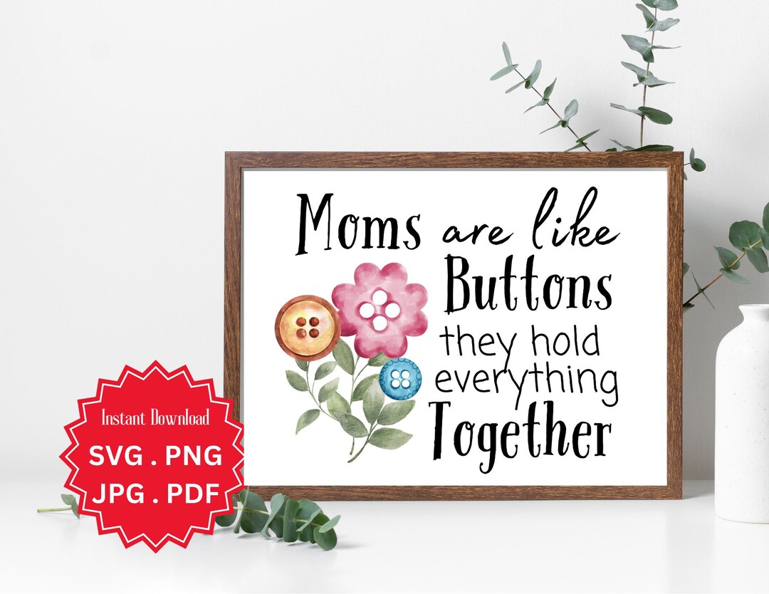 Mom SVG, Buttons, Flowers, Mom PNG, Files for Cricut, Cut File for ...