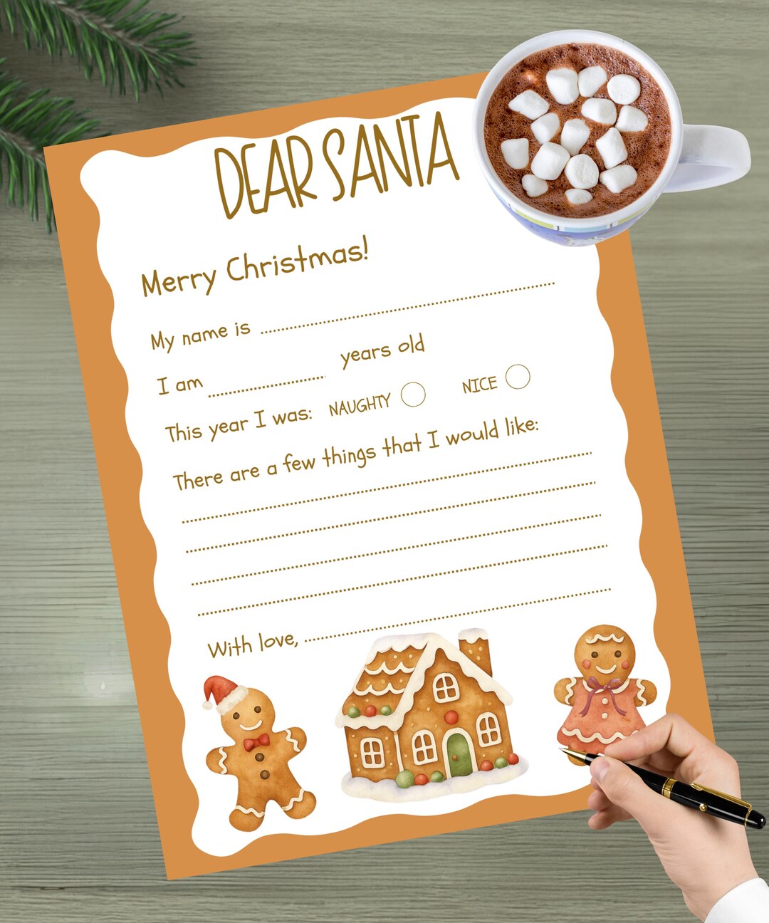 Letter to Santa: Christmas Printable Writing Paper, Gingerbread ...
