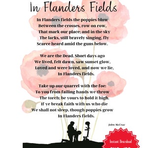 In Flanders Fields Poem Print: Remembrance Day, Soldier Poppies ...