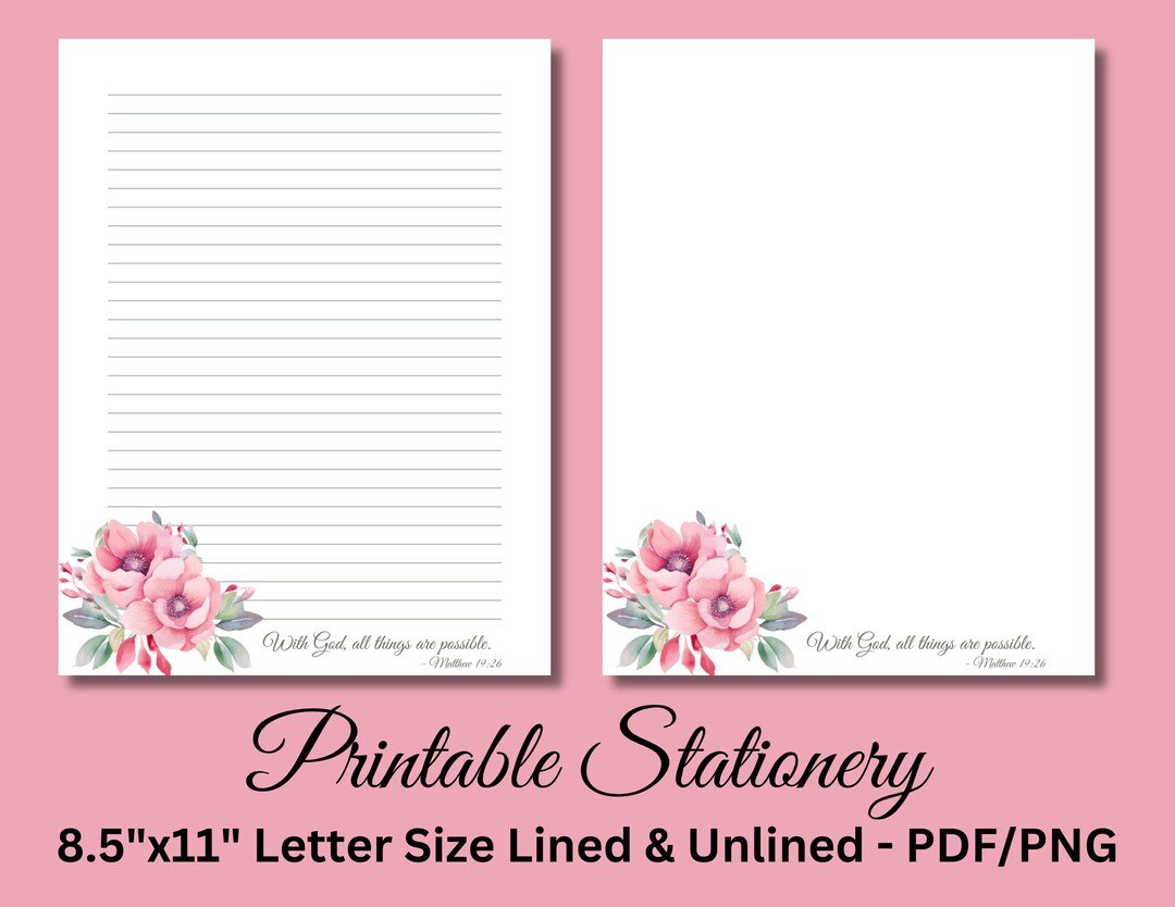Printable Writing Paper, Christian Printable Stationery, Bible Verse ...