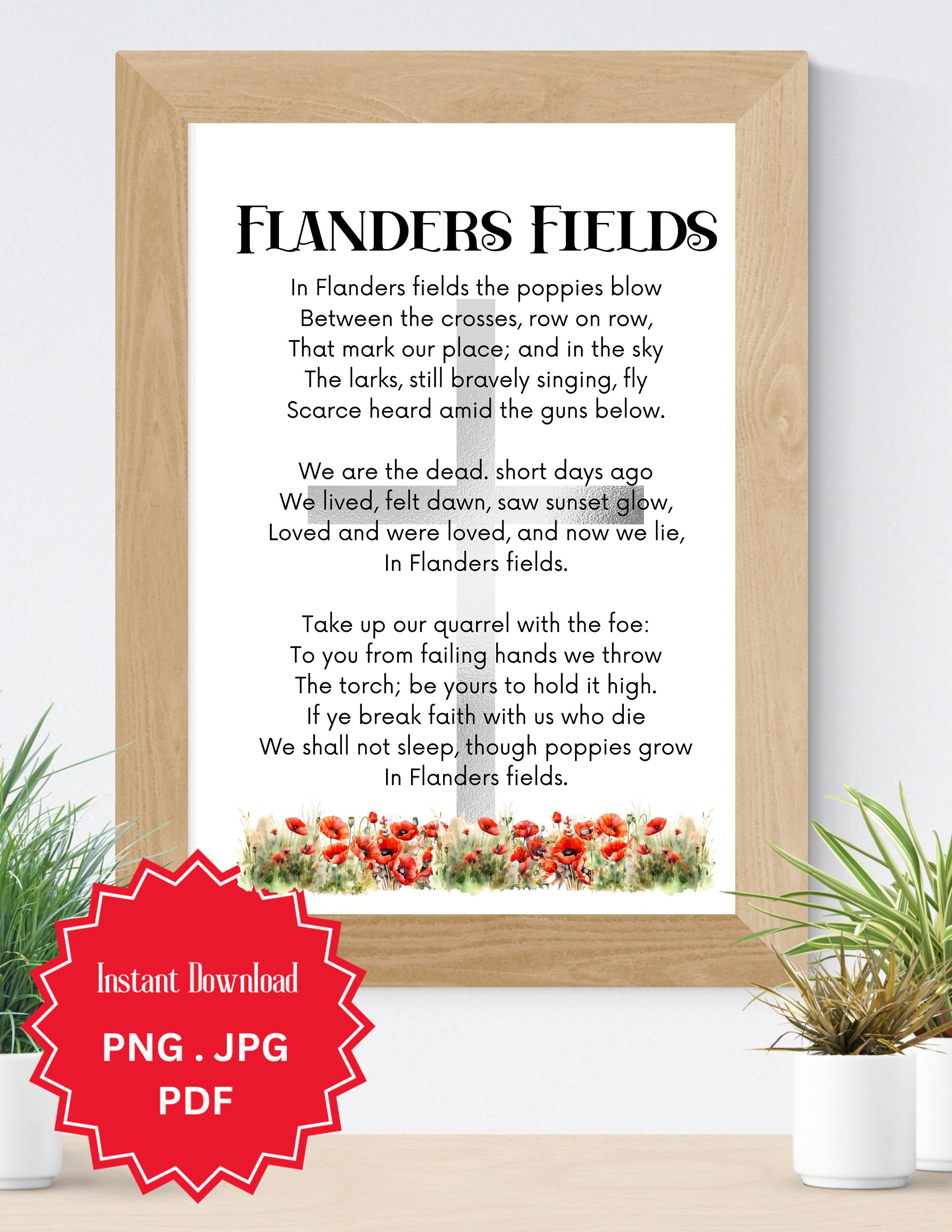 In Flanders Fields Poem Print: Remembrance Day Poppies, Minimal Art ...