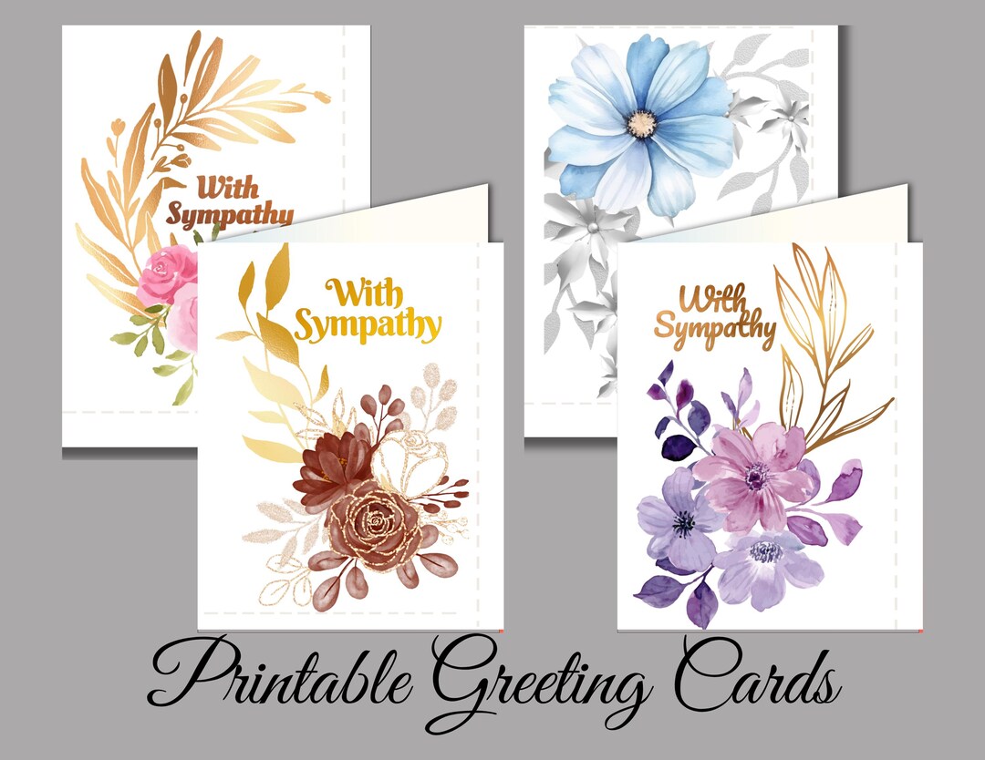 Printable With Sympathy Cards, Greeting Card, Floral Printable ...