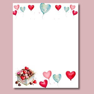 Valentines Stationery: Chocolate Hearts Letter Writing Paper (digital ...