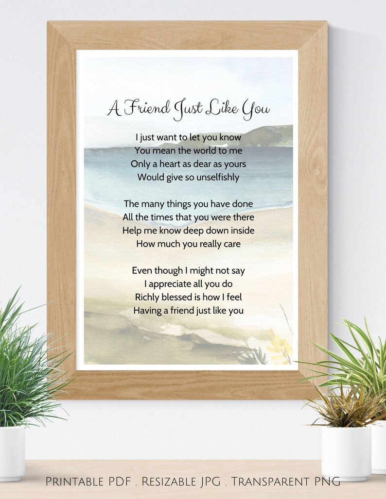 Friendship Poem Printable Friend Poem Scenery Wall Art - Etsy