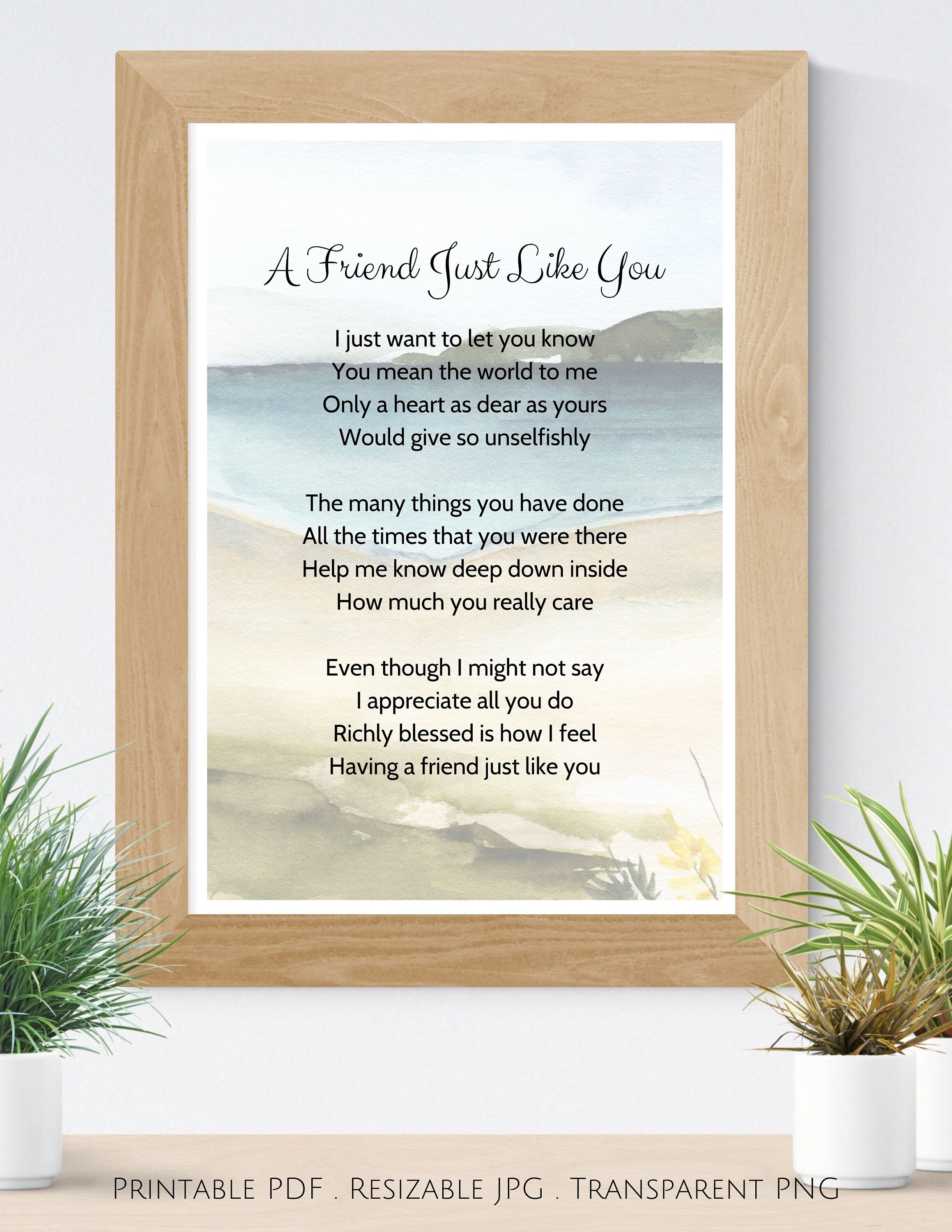 Friendship Poem Printable Friend Poem Scenery Wall Art - Etsy Australia