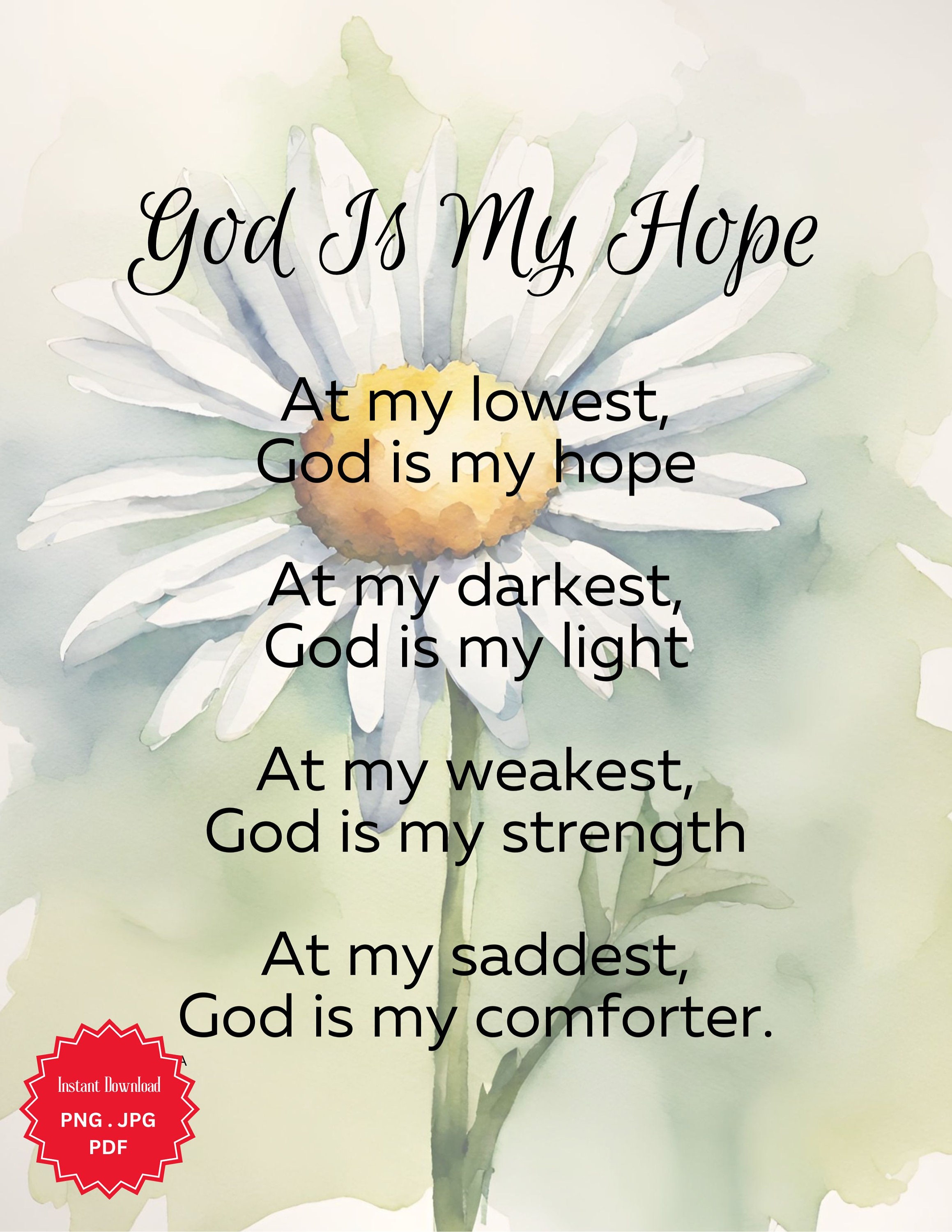 God is My Hope, Inspirational Verse, Printable Wall Art, Christian Gift ...