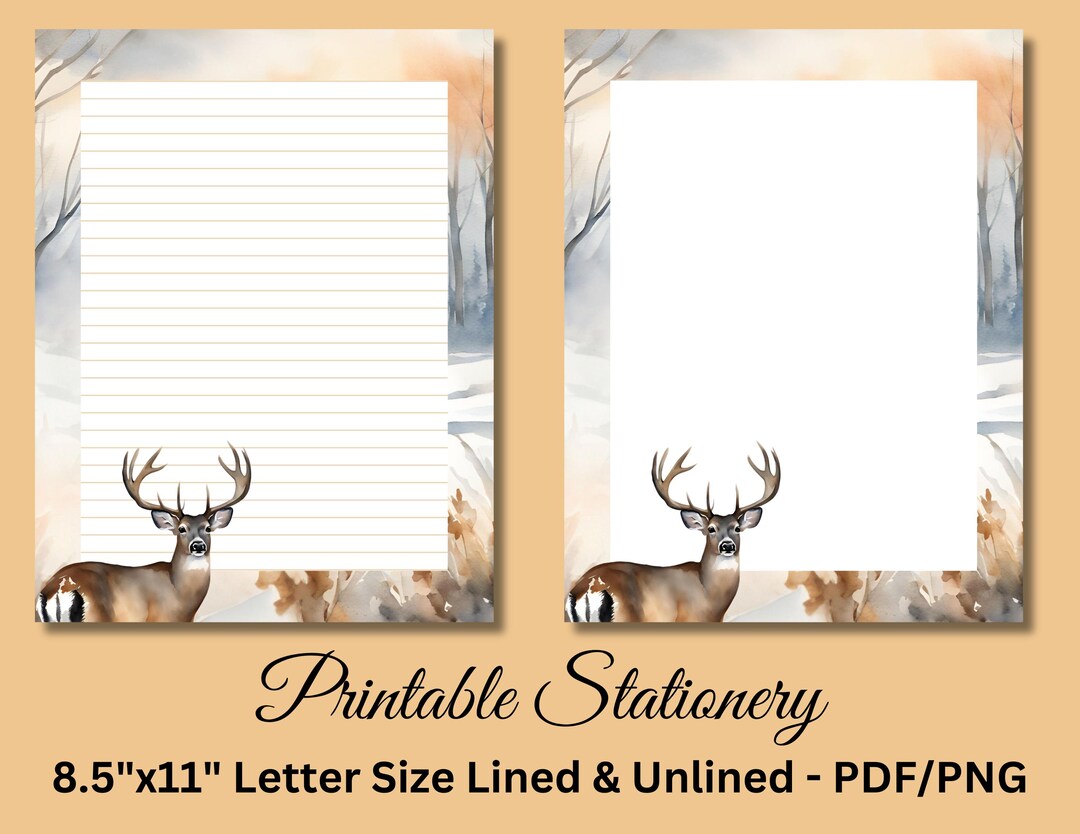 Deer Stationery: Nature Letter Writing Paper (PDF/PNG) - Etsy