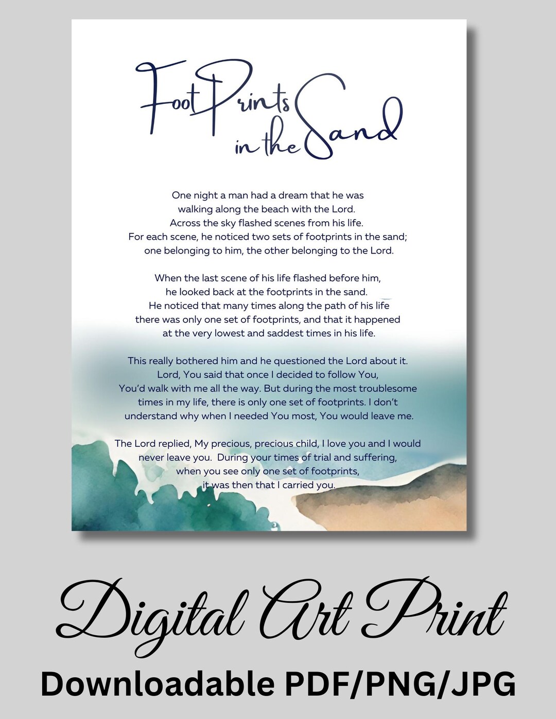 Footprints in the Sand, Christian Wall Art, Footprints in Sand ...