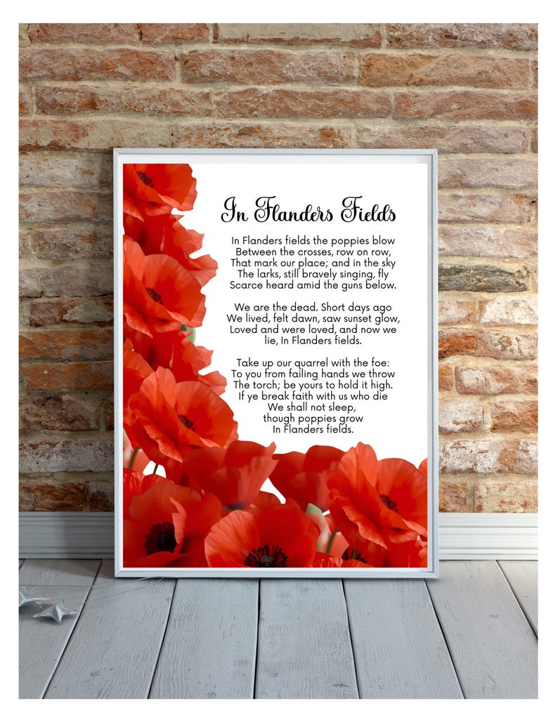 In Flanders Fields Poem Print: Remembrance Day Printable, Poppies ...