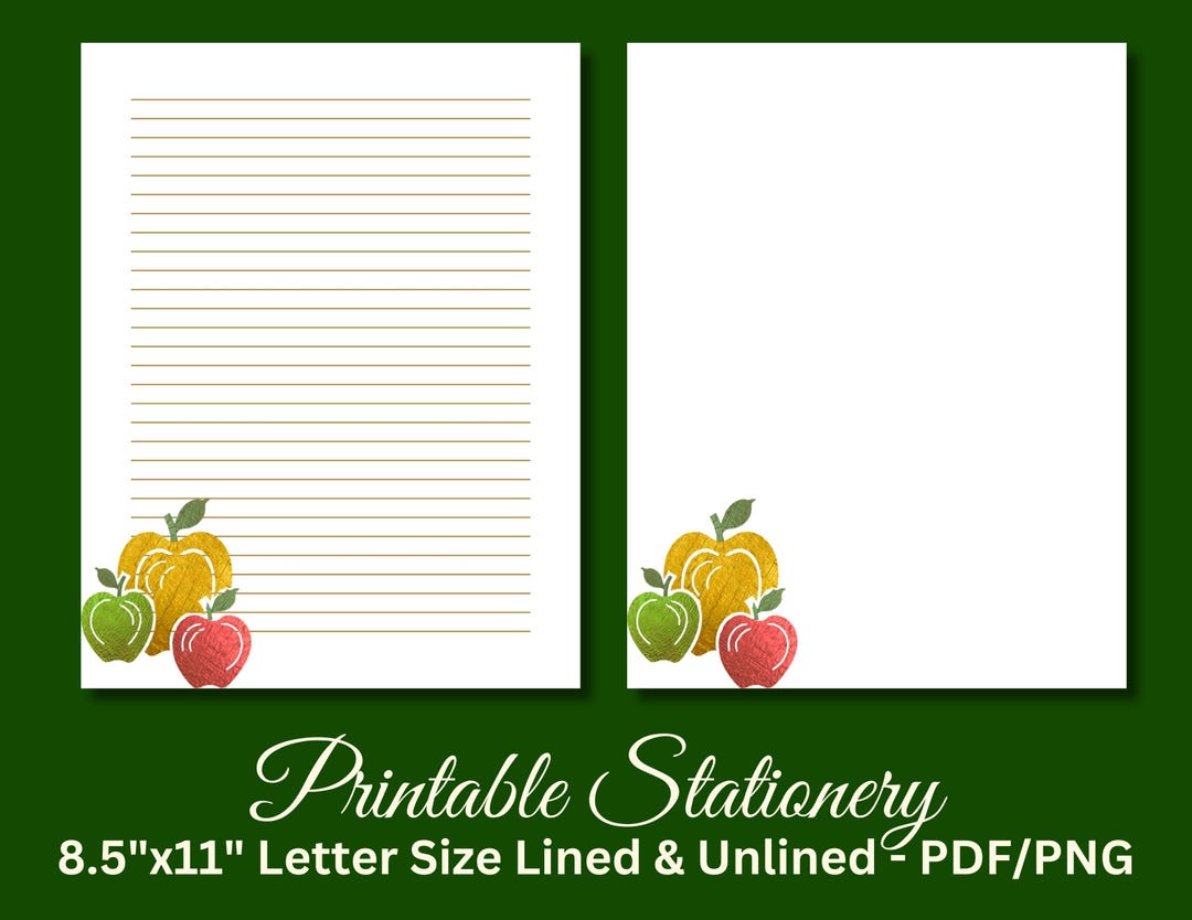 Printable Writing Paper, Printable Stationery, Fruit Letter Writing ...