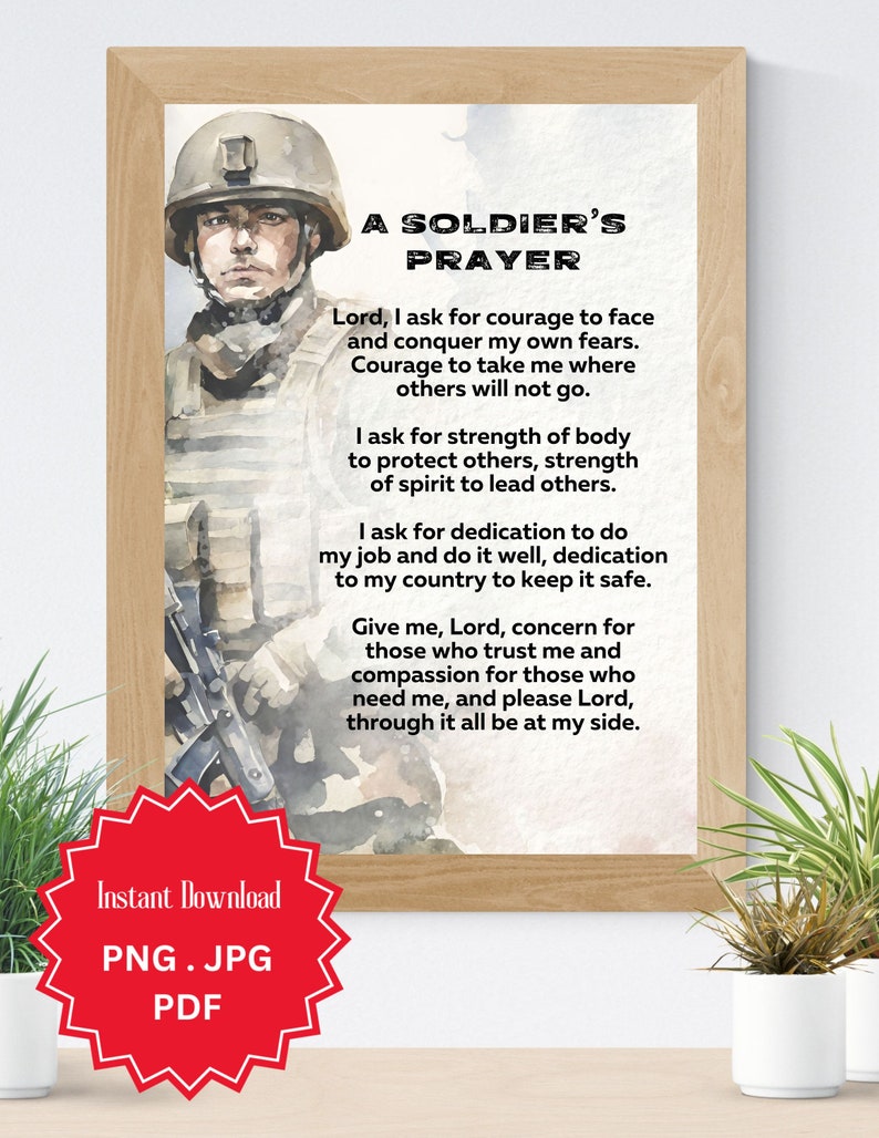 A Soldier's Prayer Print, Military Gift, Army Navy Marines Deployment ...