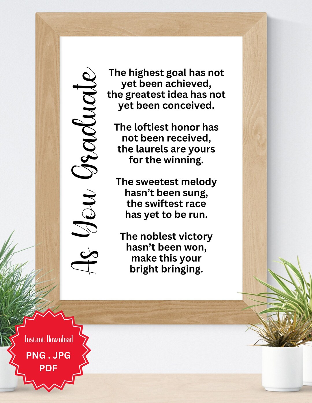 Graduate, Poem, Graduation Gift, Minimalist Design, Printable Wall Art ...