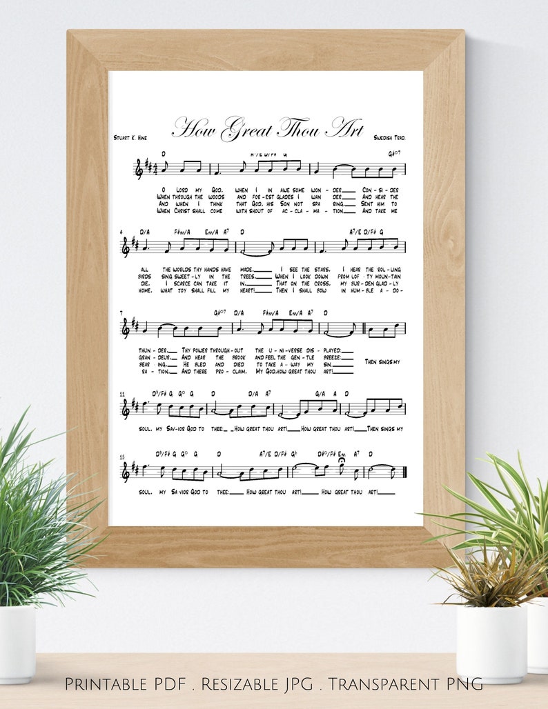 How Great Thou Art Hymnal Sheet Music, Christian Print (digital ...