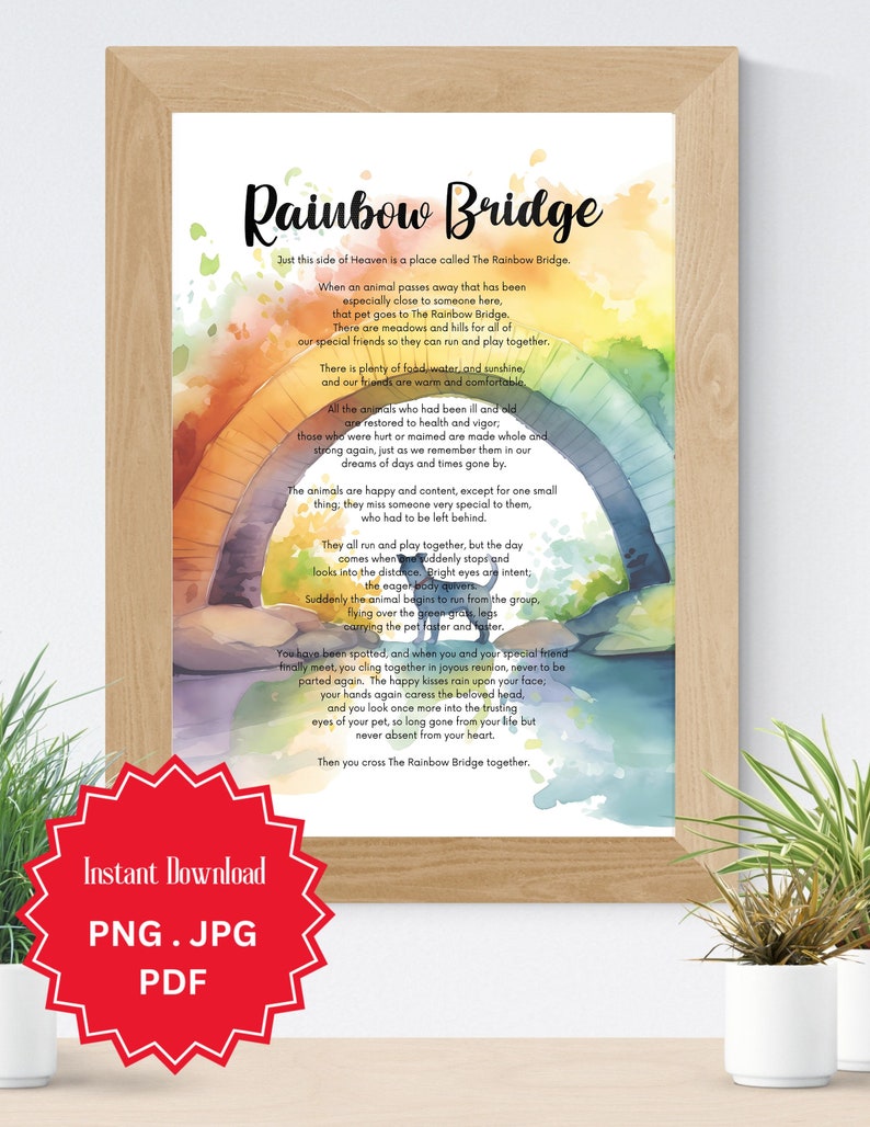 Rainbow Bridge Dog Remembrance Pet Sympathy Gift Rainbow - Etsy Australia
