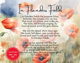 In Flanders Fields Poem - Etsy Canada
