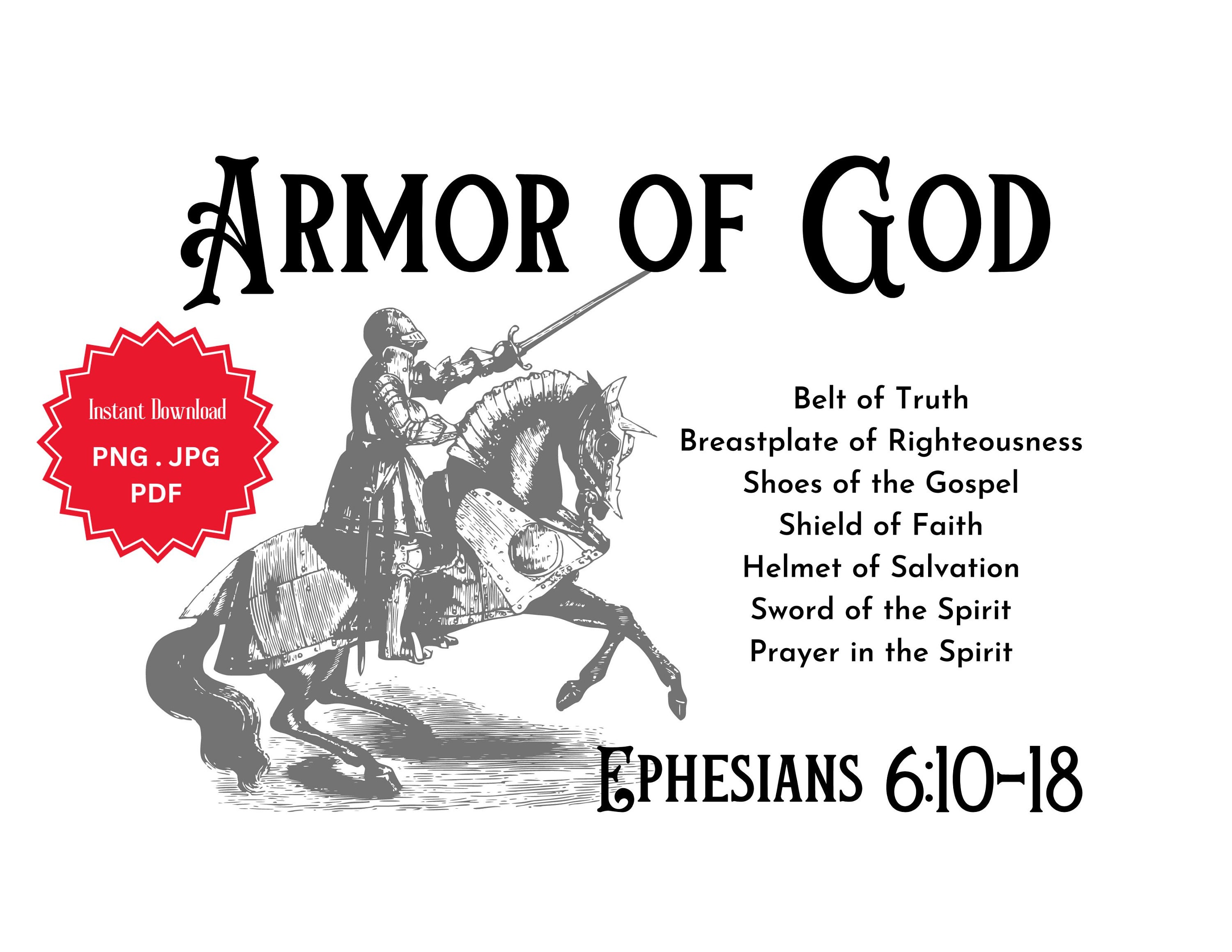 Armor of God, Christian Art, Minimalist Design, Digital Art Print ...