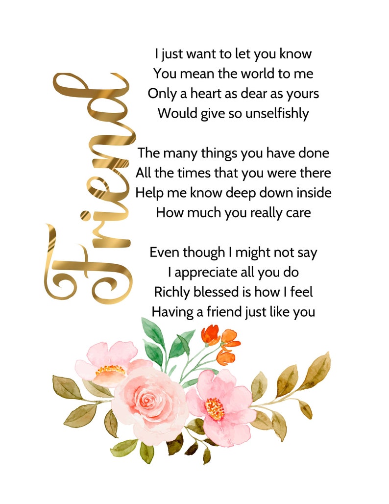 Friendship Poem Print: Gold Minimalist Design (digital Download) - Etsy