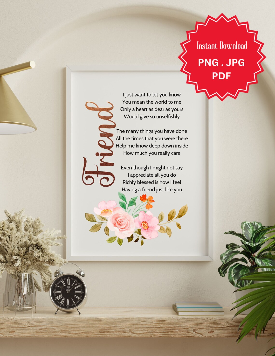 Friendship Poem, Printable, Friend Poem, Minimal Design,friendship Gift ...