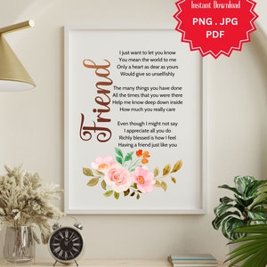 Friendship Poem, Printable, Friend Poem, Minimal Design,friendship Gift ...