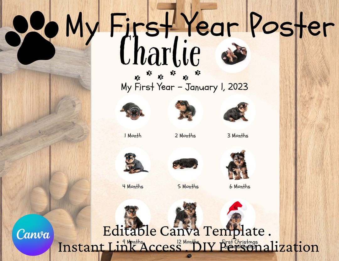 Milestone Marker Poster, Birthday Sign, Template, Printable Puppy's ...