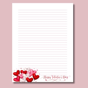 Valentine's Day Stationery: Lined & Unlined Letter Writing Paper ...