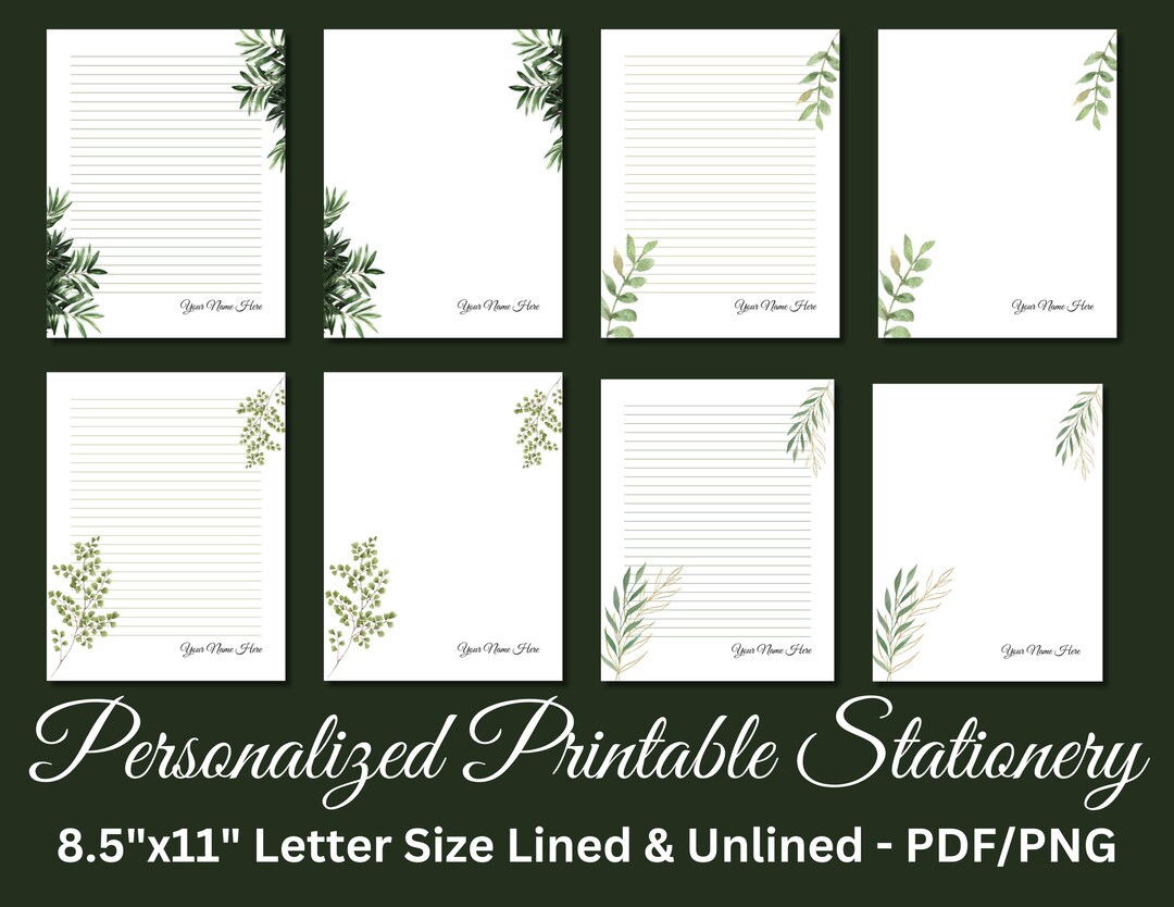Personalized Printable Writing Paper, Custom Printable Stationery ...
