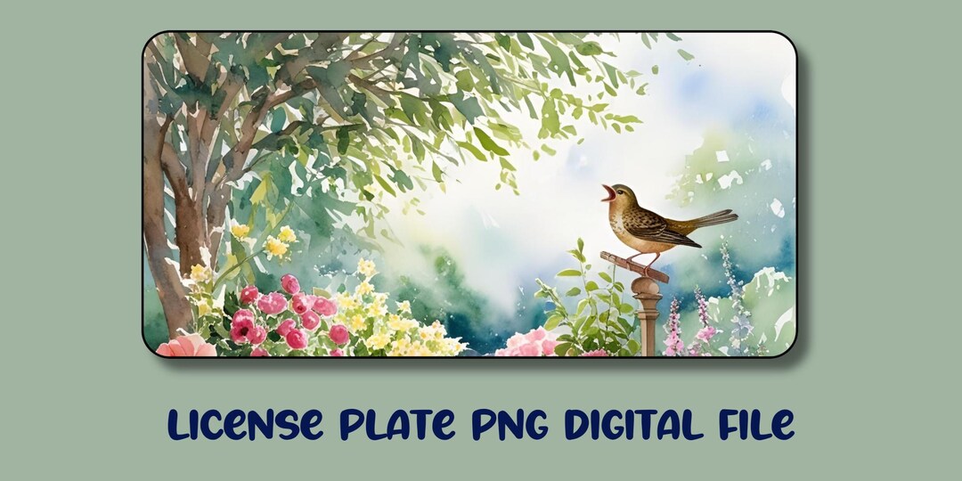 License Plate Png, Bird Clipart, Garden Sign Art, Image File for ...