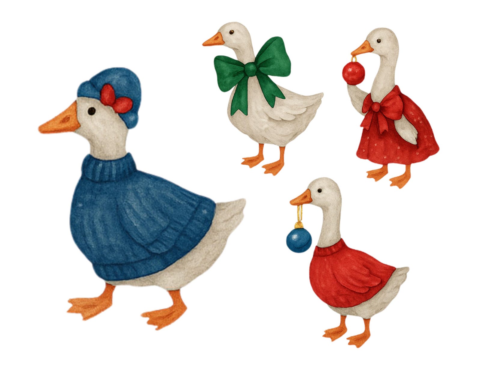 Christmas Goose Clipart Bundle: Watercolor Festive Animals (digital ...